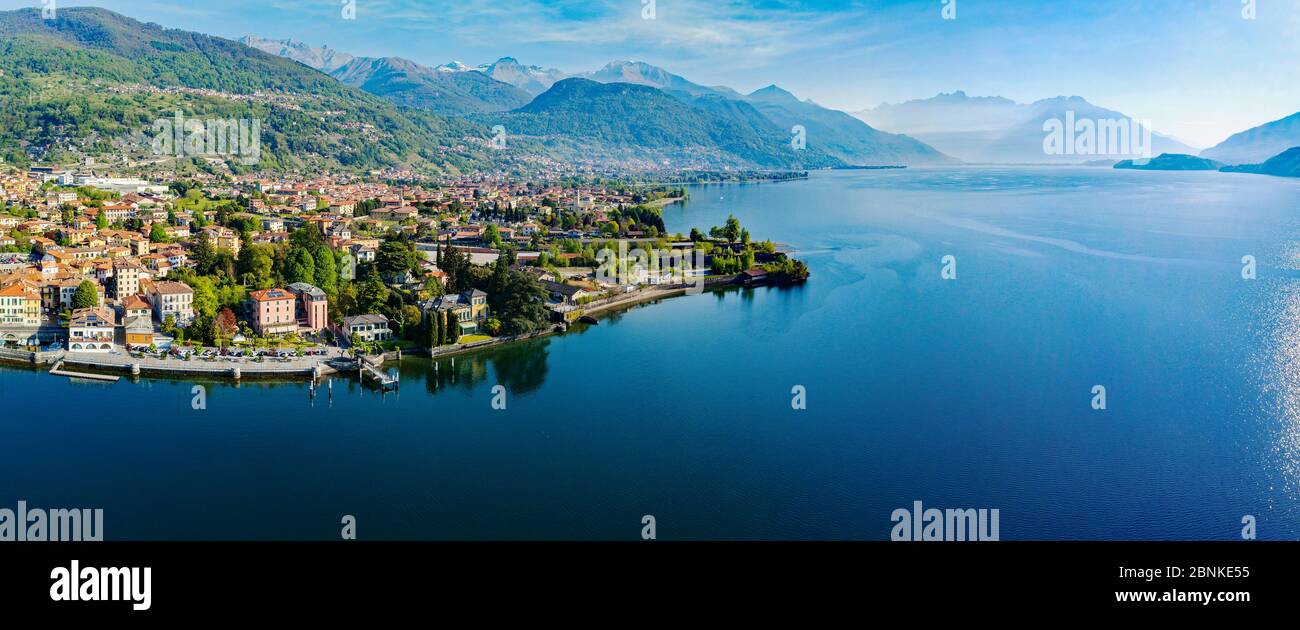 Dongo - Lake Como (IT) - Panoramic aerial view of the ancient village ...