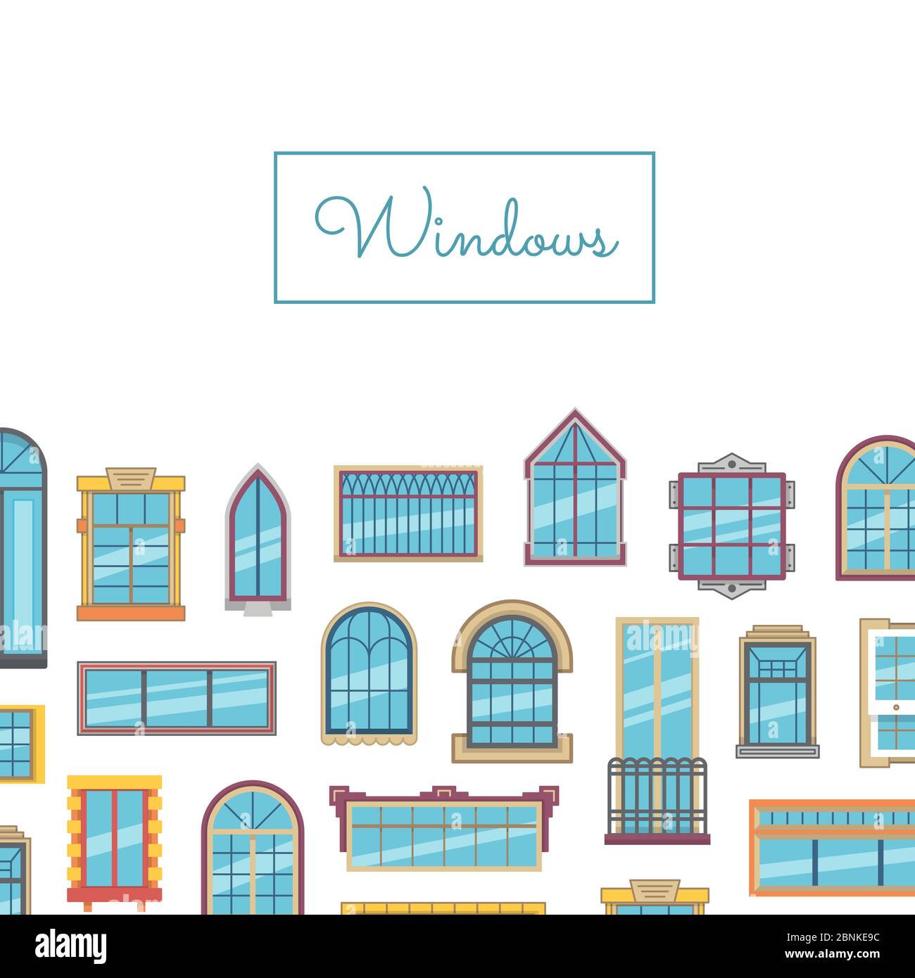 Vector window flat icons with place for text illustration Stock Vector ...