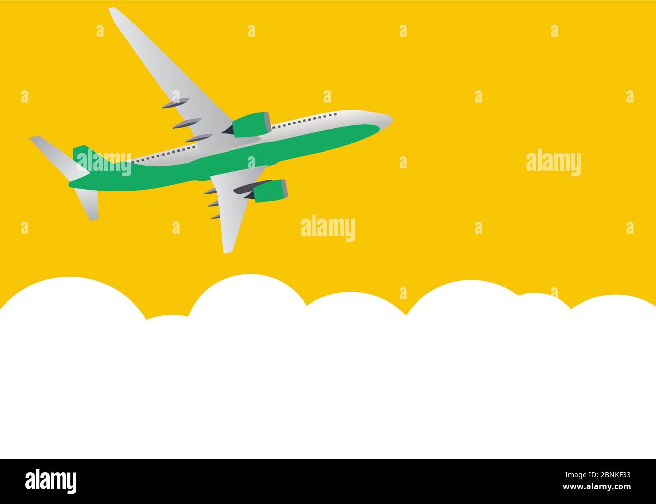 Flat airliner flying in the sky. Side view from the bottom. Vector ...