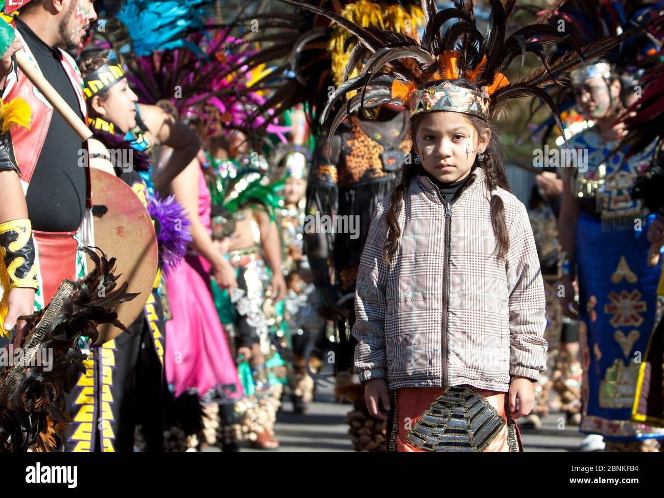 Austin, Texas USA, December 12, 2012: Colorful matachines (dancers) and ...