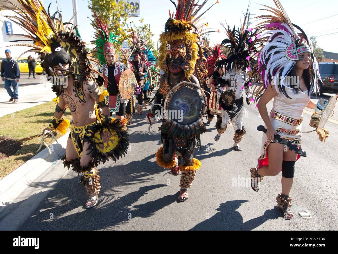 Austin, Texas USA, December 12, 2012: Colorful matachines (dancers) and ...