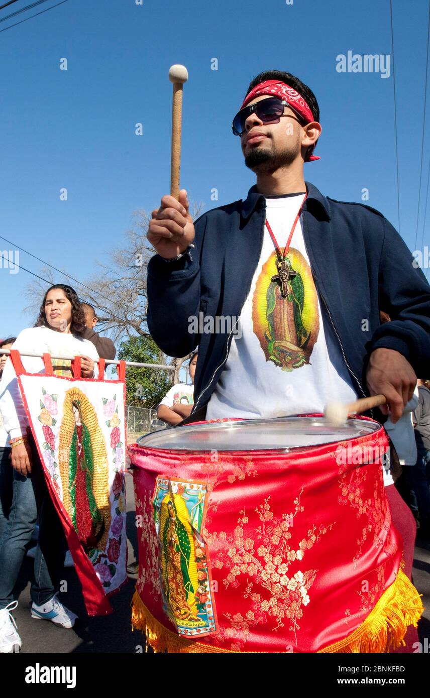 Austin, Texas USA, December 12, 2012: Colorful matachines (dancers) and ...