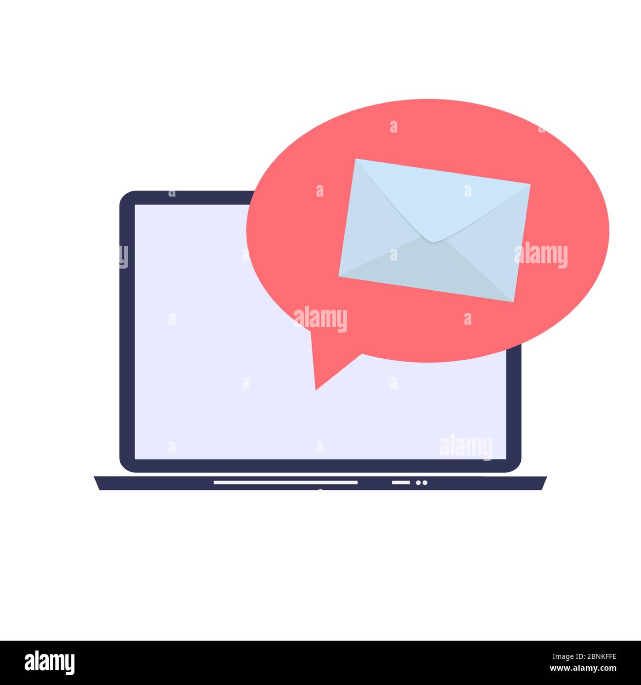 E-mail marketing Concept Flat Background with Laptop. Vector ...