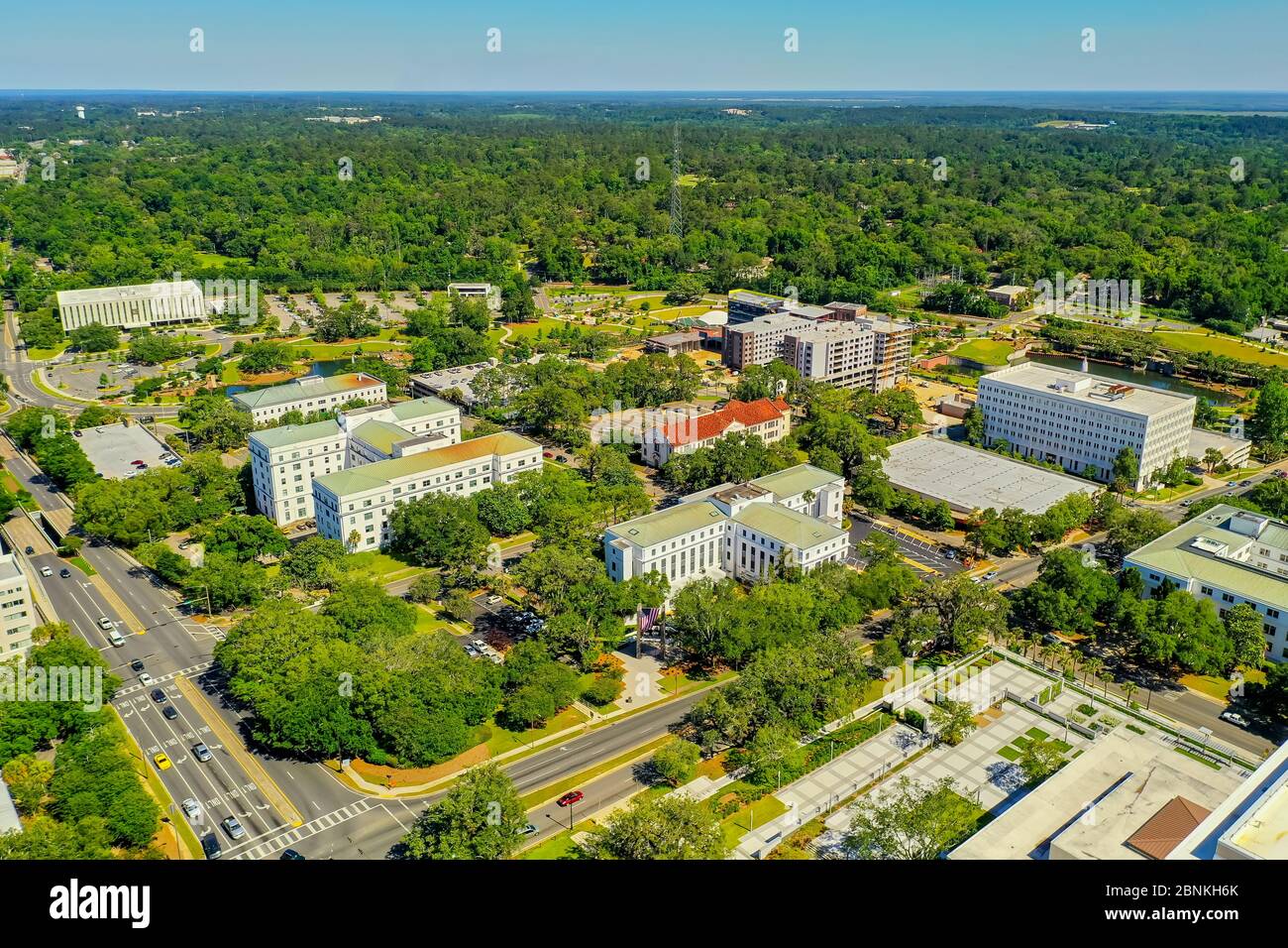 Aerial photo Downtown Tallahassee Florida government buildings and ...