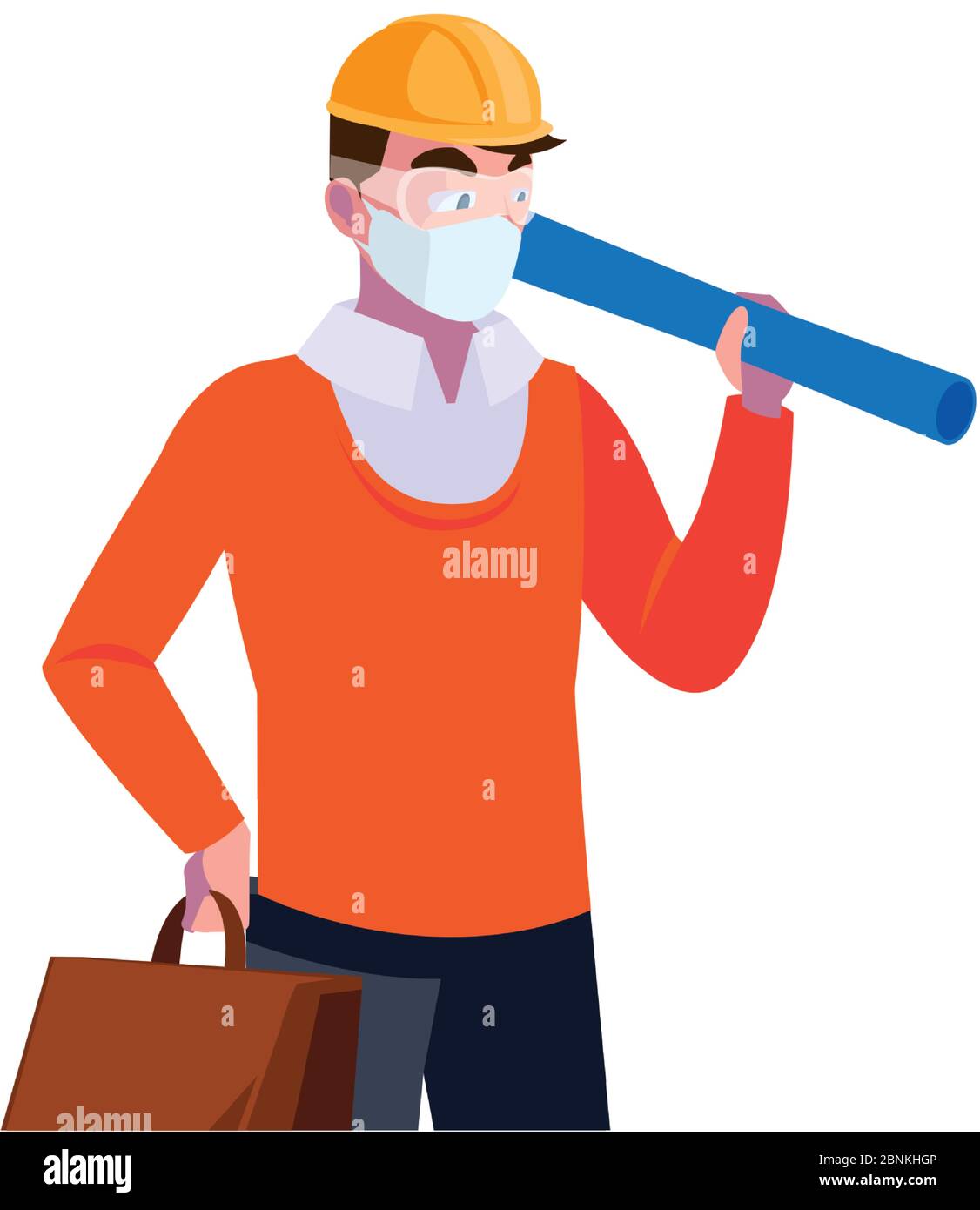Industry operator wearing face mask at work vector illustration design ...