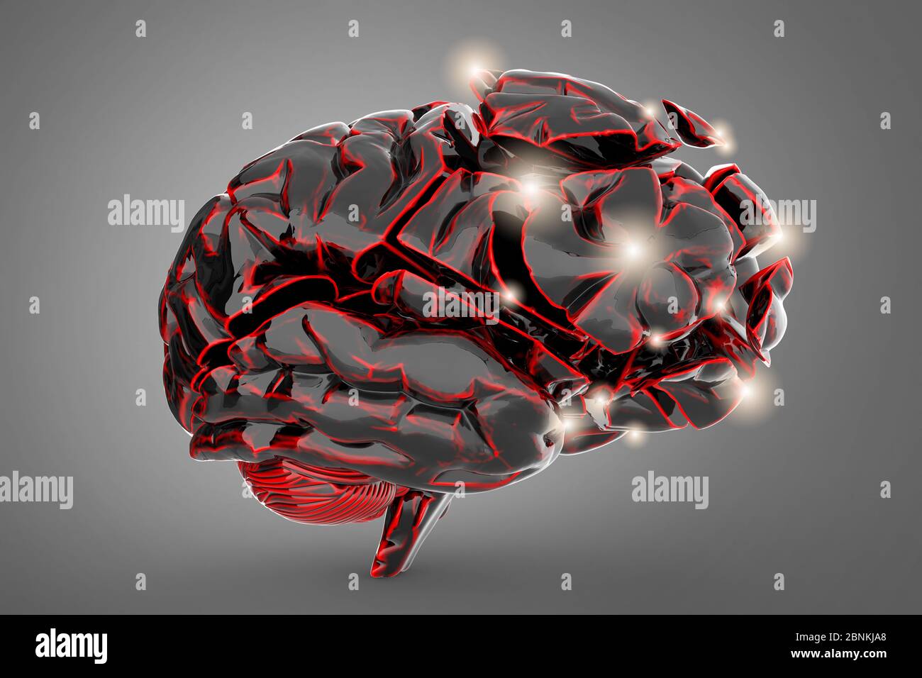 Shattered brain. Conceptual 3d illustration helpful for in visualizing ...