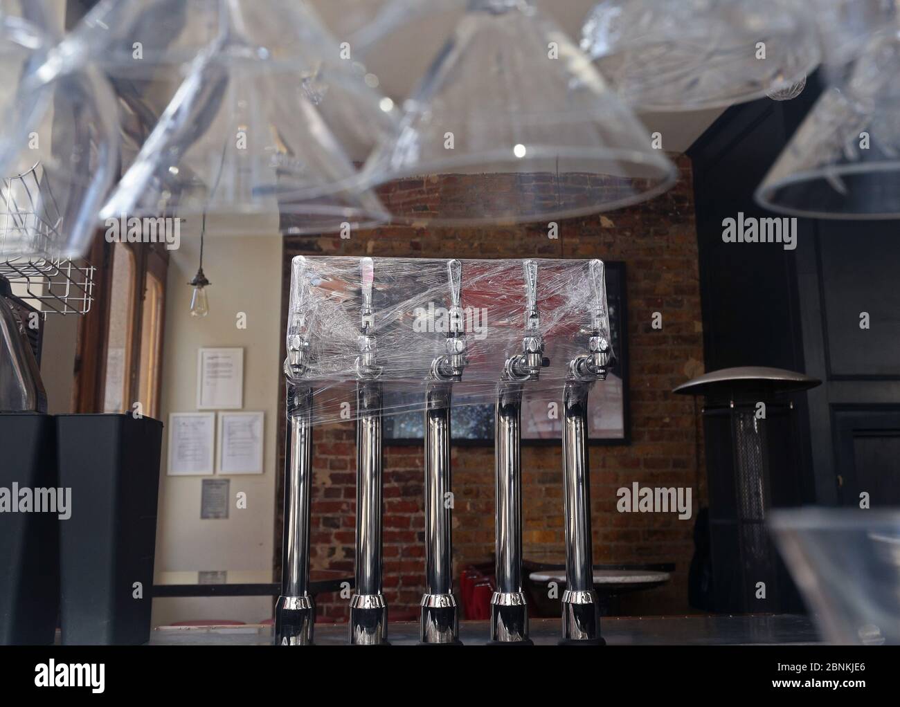 The empty interior of a pub which remains closed due to the coronavirus ...