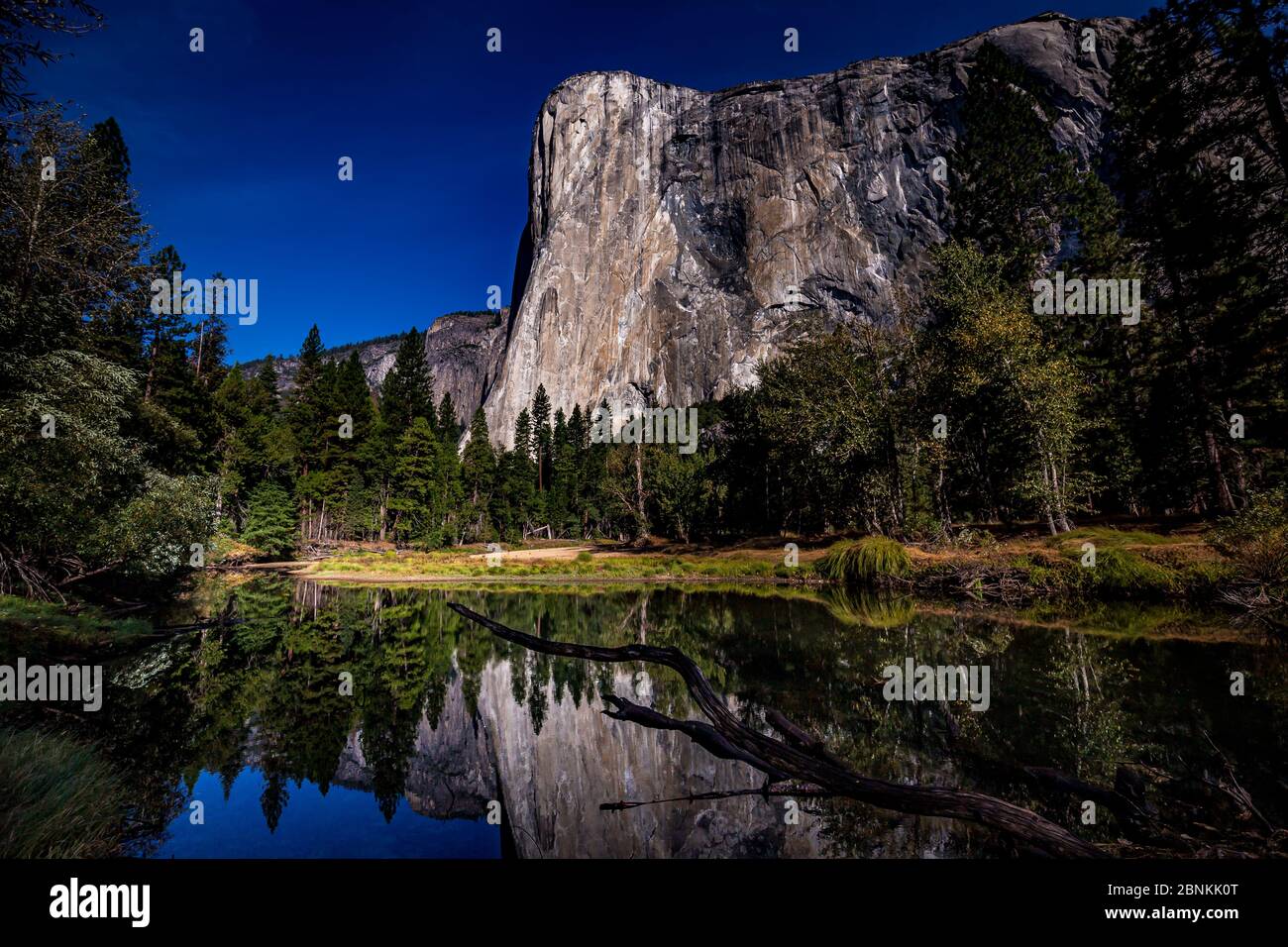 World famous rock climbing wall of El Capitan, Yosemite national park ...