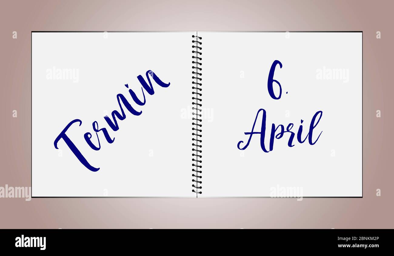 A desk diary shows the date April 6th Stock Photo - Alamy