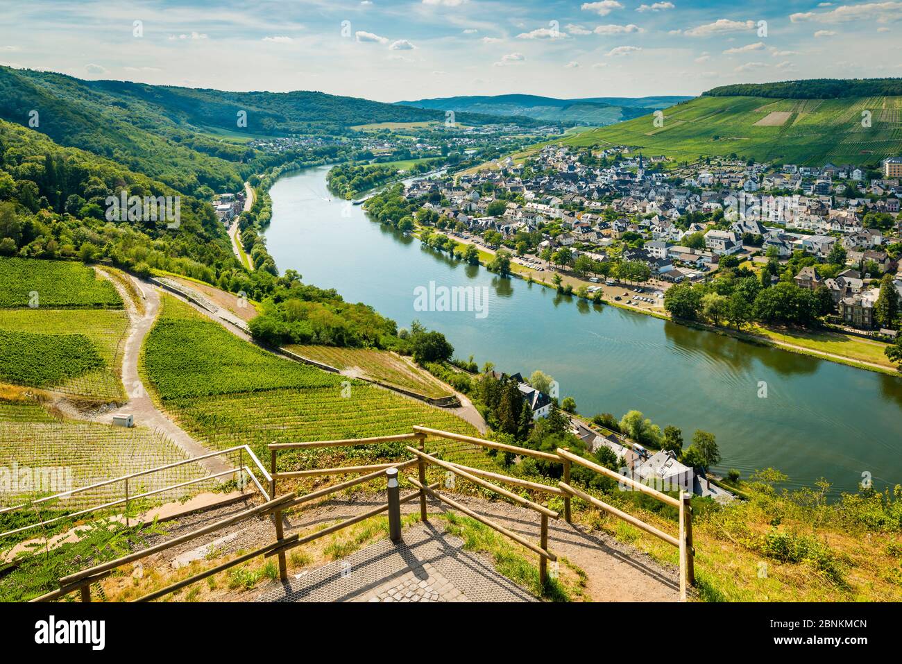 Landshut Castle near Bernkastel-Kues, view of Kues, one of the most ...