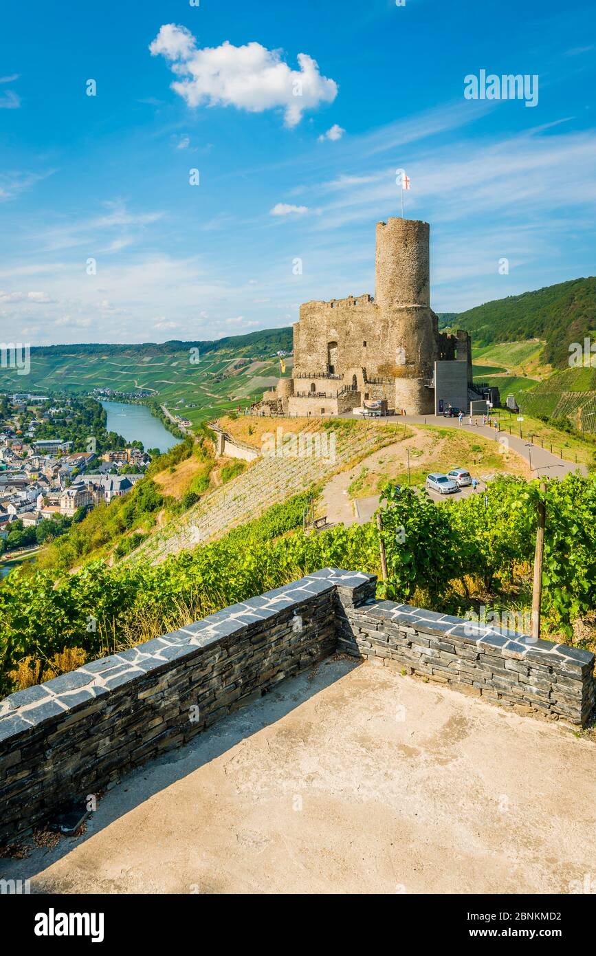Landshut Castle near Bernkastel-Kues, view of Kues, one of the most ...