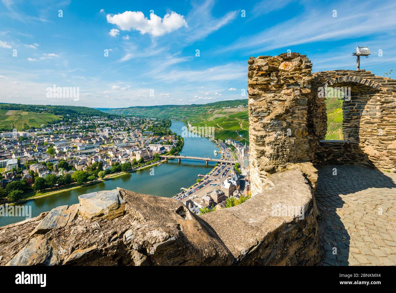 Landshut Castle near Bernkastel-Kues, view of Kues, one of the most ...
