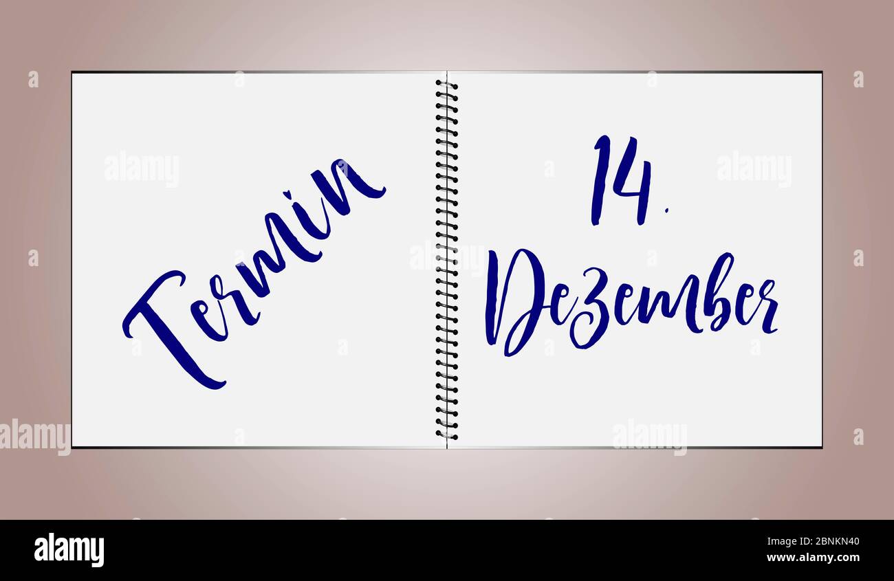 A desk diary shows the date December 14th Stock Photo - Alamy
