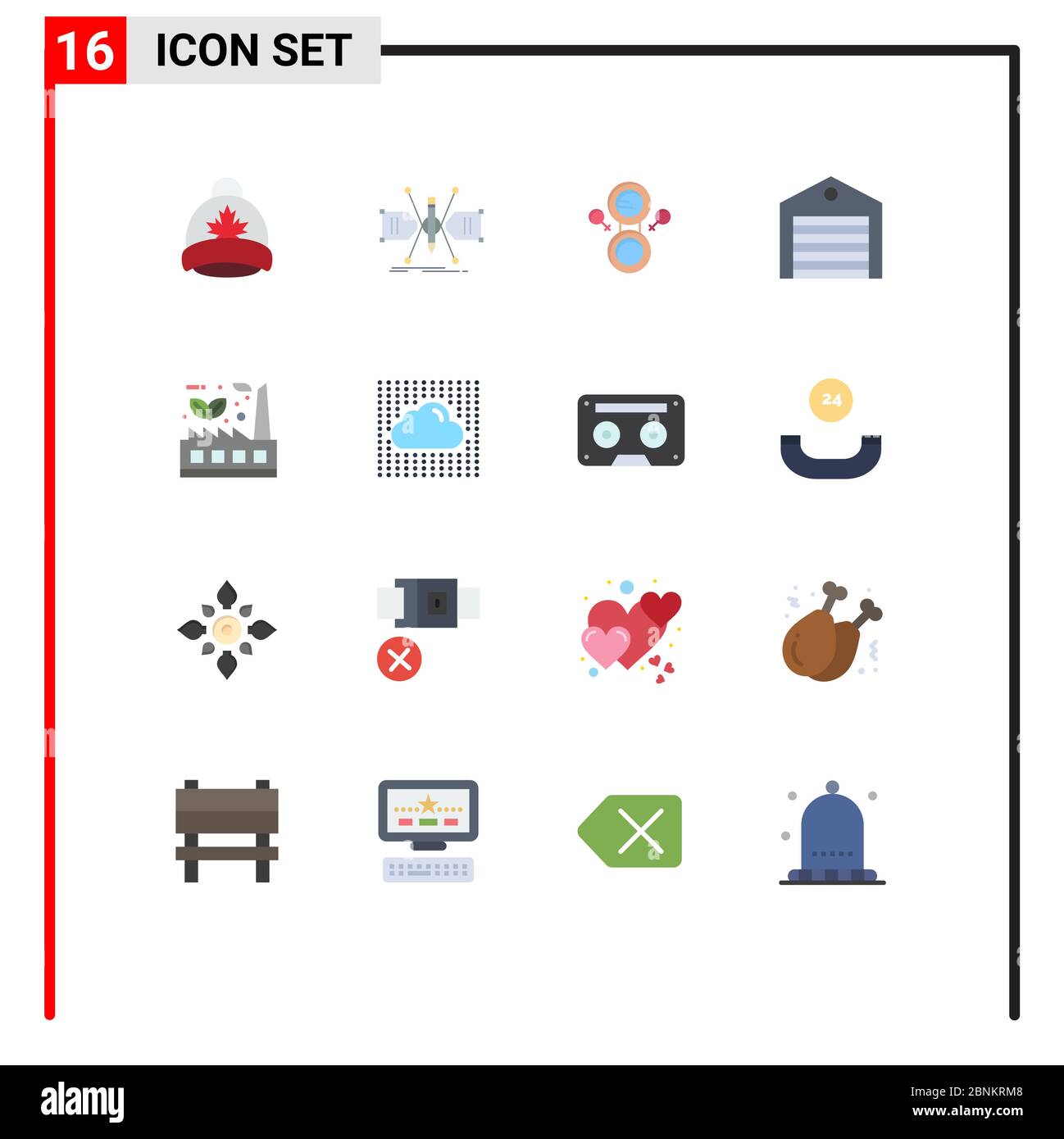 Stock Vector Icon Pack of 16 Line Signs and Symbols for leaf, package ...