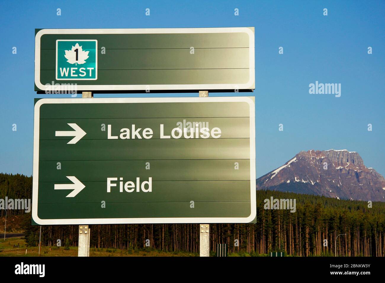 Street signs at Banff, Banff National Park, Alberta, Rocky Mountains ...