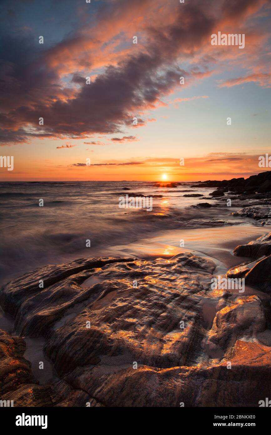 Sunset, Isle of Barra, Outer Hebrides, Scotland, UK, July 2011 Stock ...