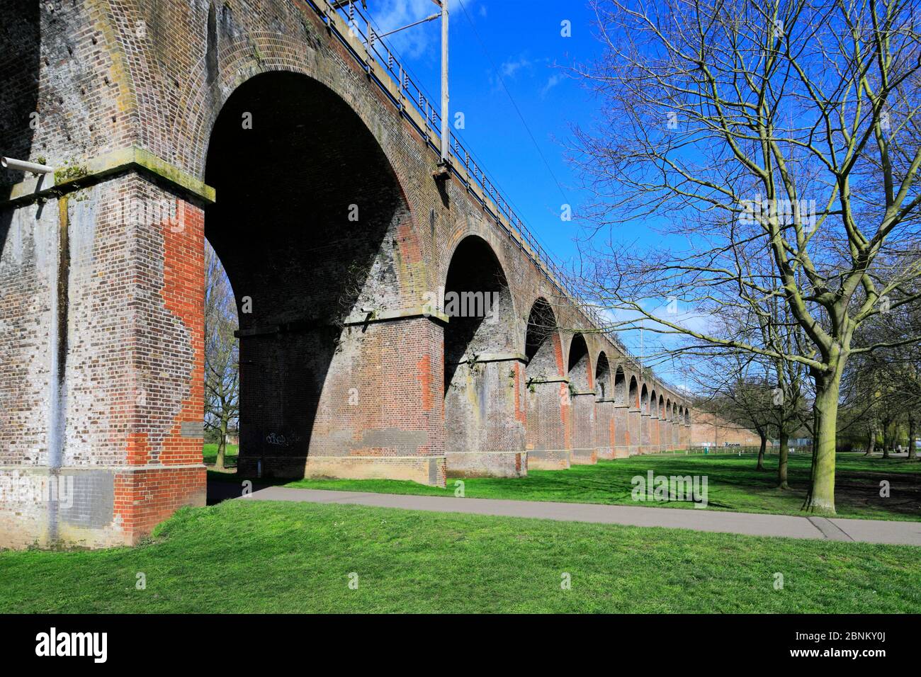 The railway viaduct in Central Park, Chelmsford City, Essex County ...