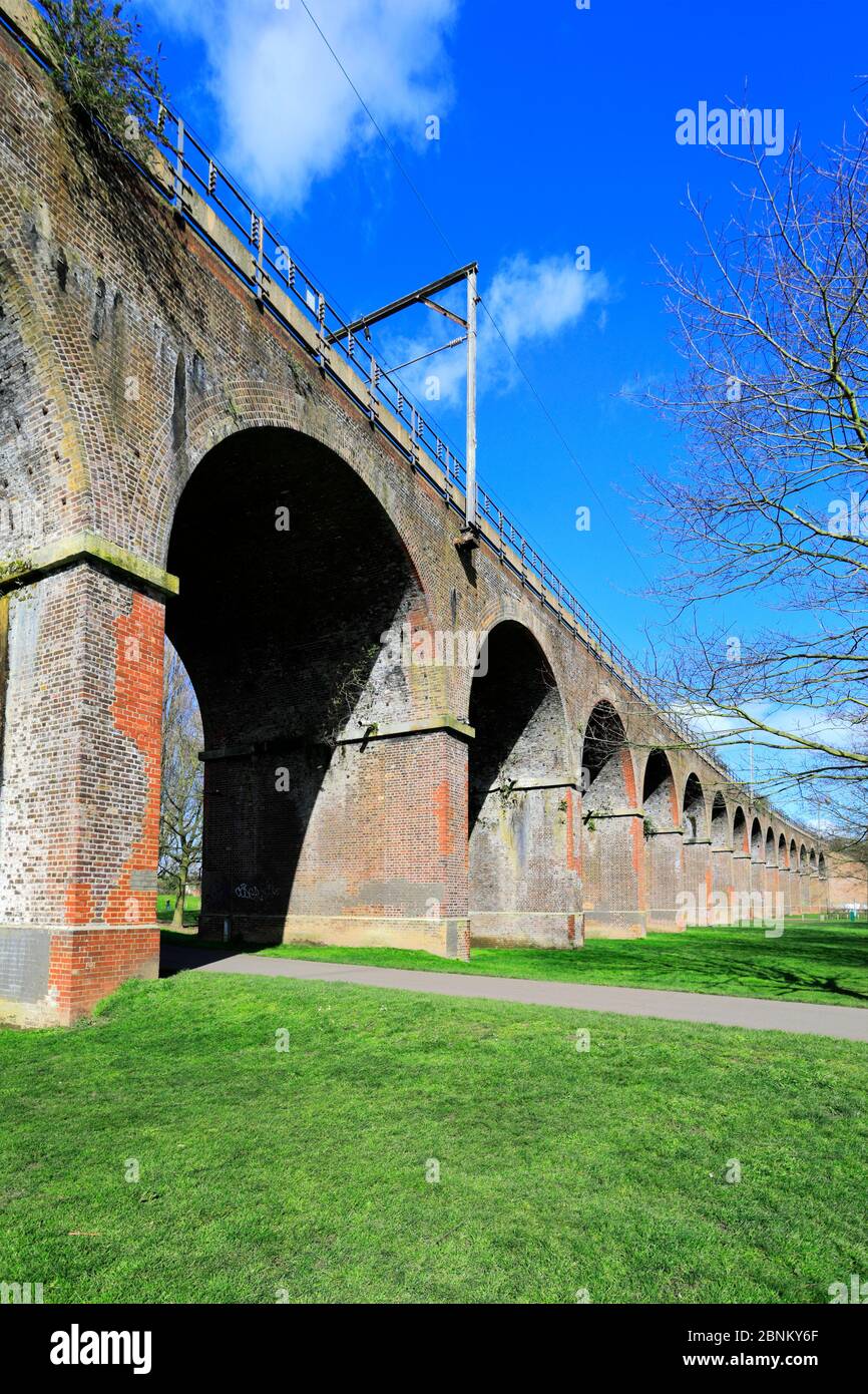 The railway viaduct in Central Park, Chelmsford City, Essex County ...