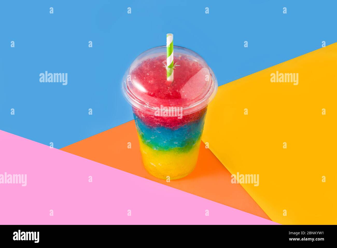 Colorful slushie of differents flavors on colorful background Stock ...
