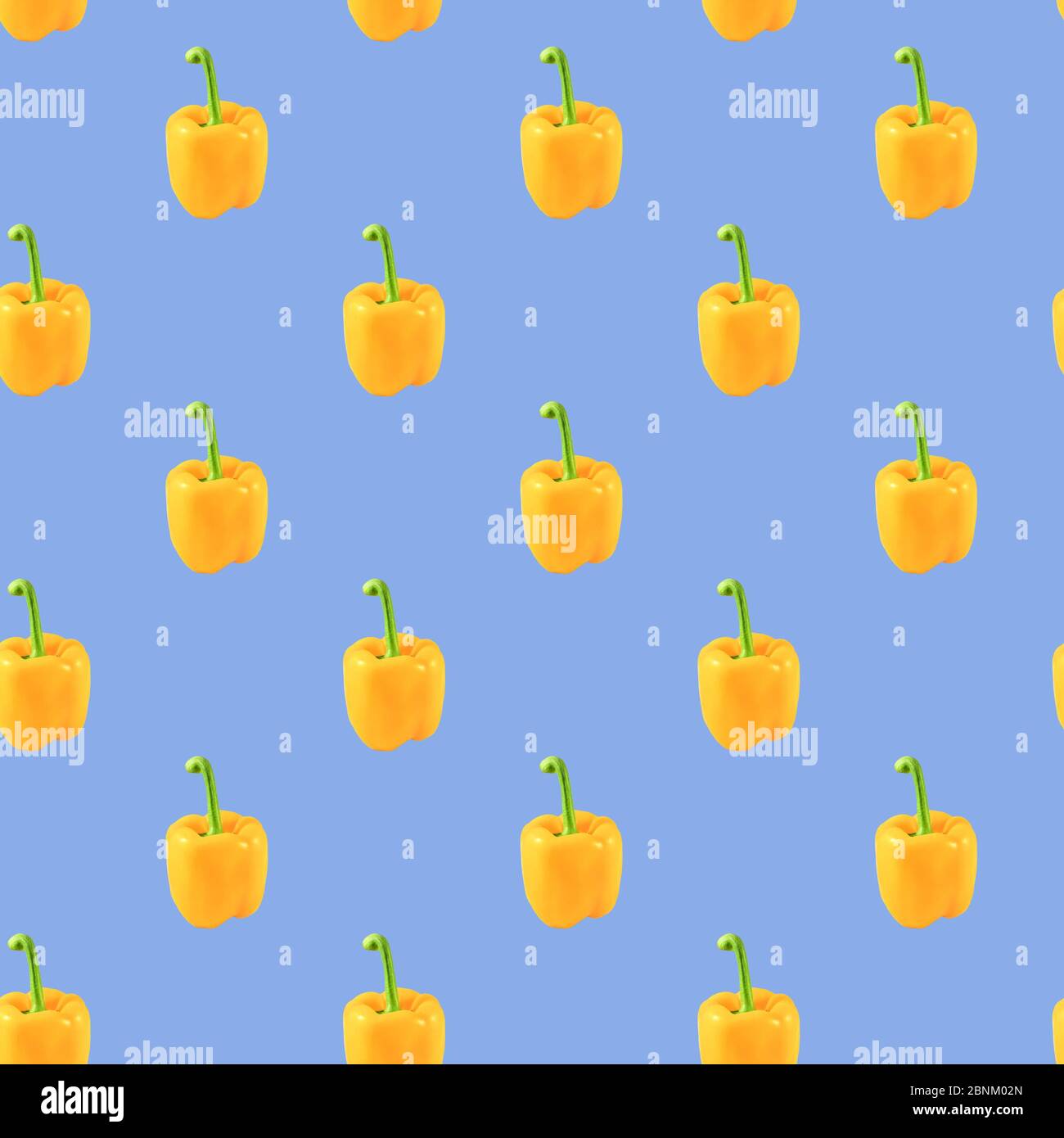 Ugly yellow square bell pepper seamless pattern on blue background ...