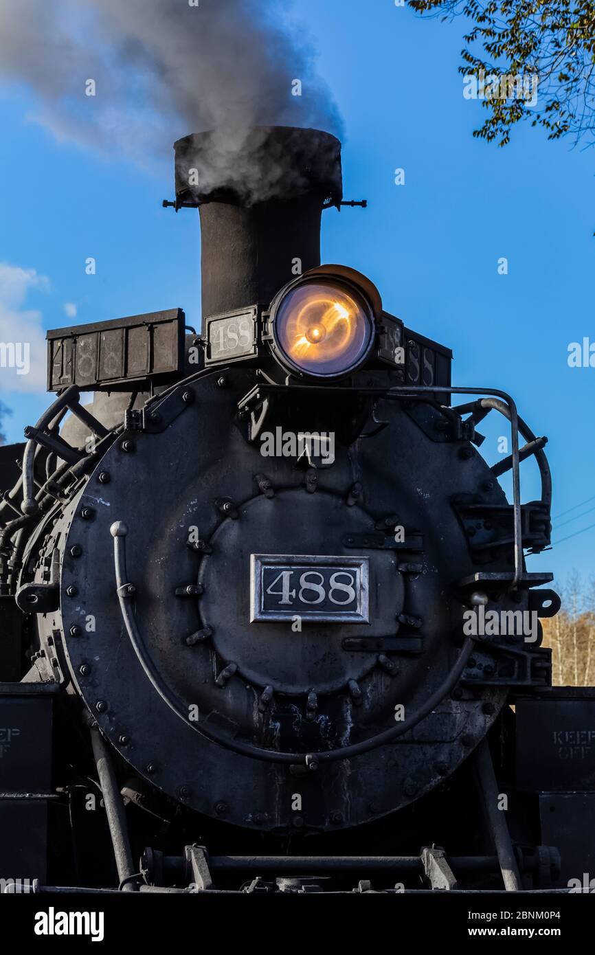 Locomotives ready for a run at the Chama Station of the Cumbres ...