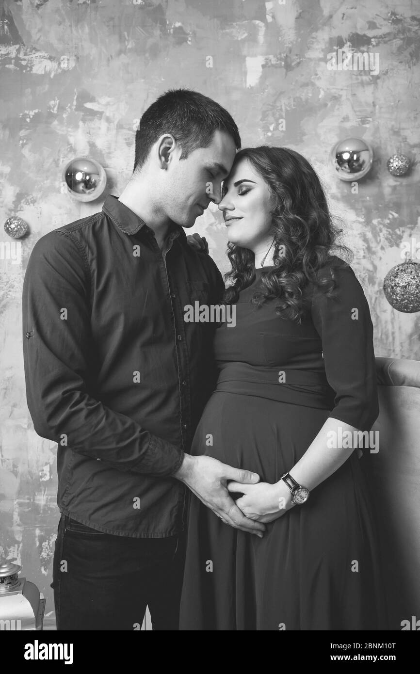 Image Of Husband Standing And Holding Belly Of Pregnant Wife Hands Woman Girl And Loving