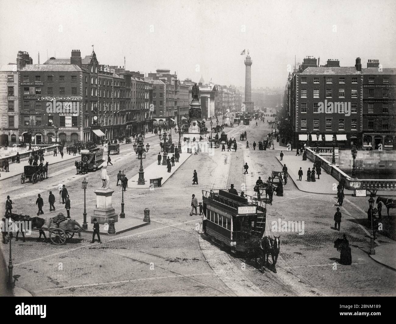 Sackville Street Dublin, now O'Connell Street, showing Nelson's column ...