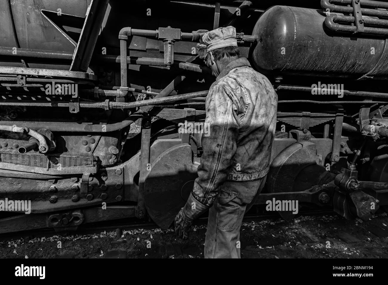 Steam locomotive engineer mexico Black and White Stock Photos & Images ...