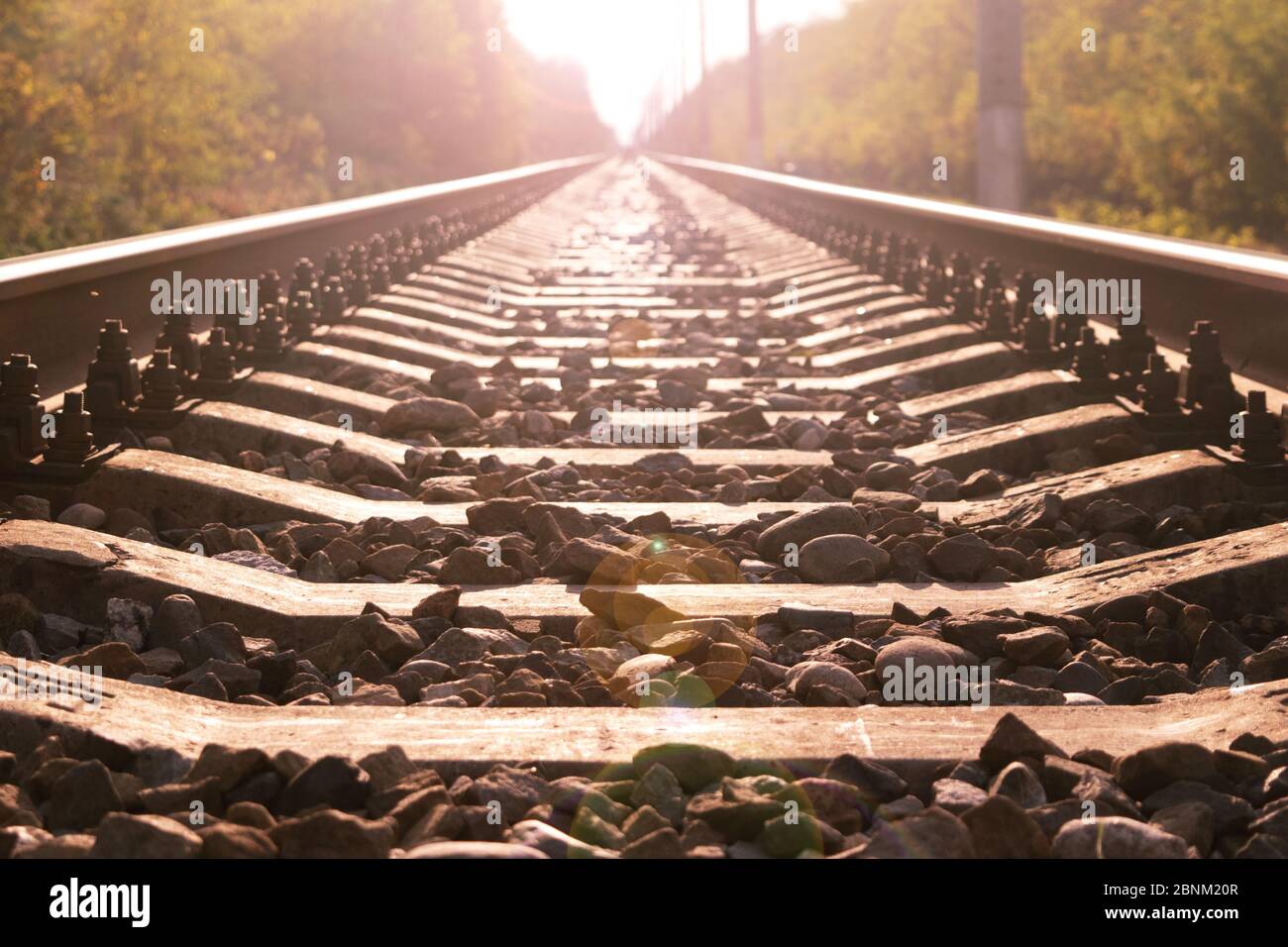 Railway track stretching off into horizon Stock Photo - Alamy