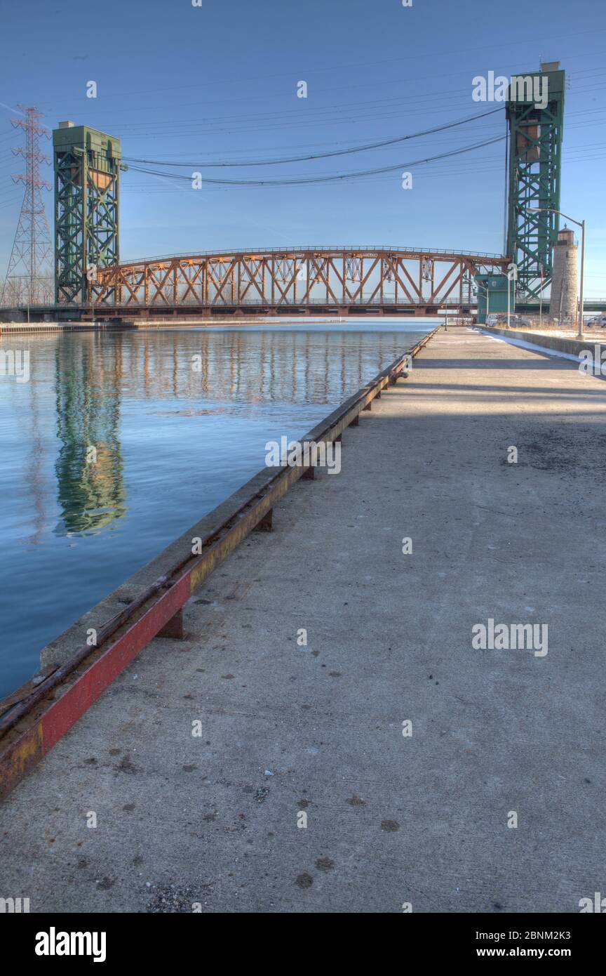 The Lift bridge over a ships canal, Burlington, Canada Stock Photo - Alamy