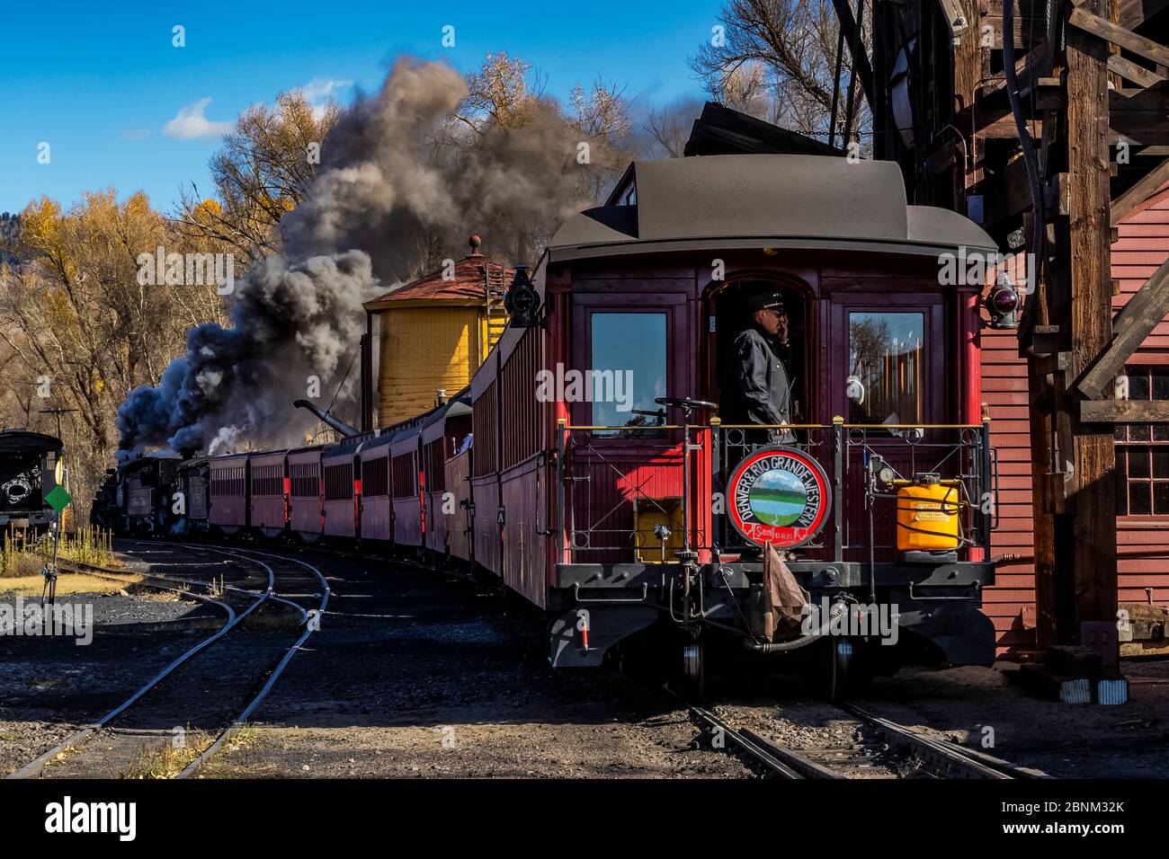 Passenger train leaving the Chama Station of the Cumbres & Toltec ...