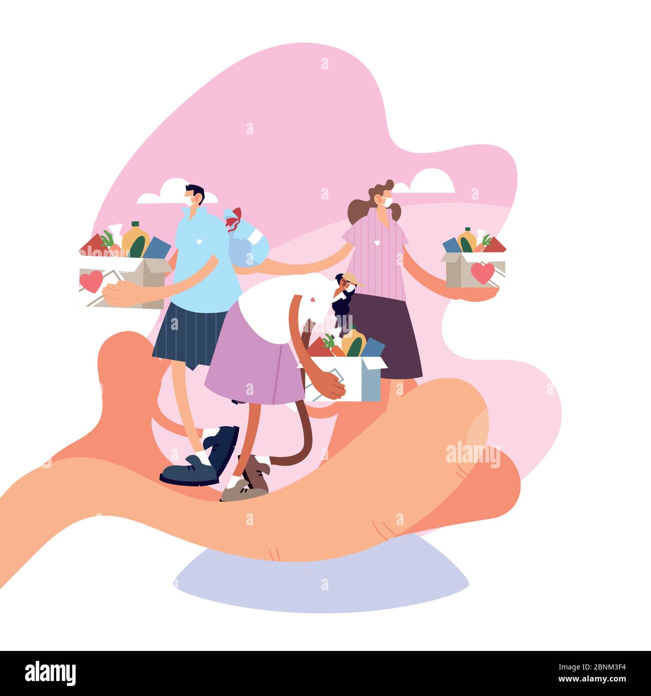 delivery people delivering order to customer vector illustration design ...