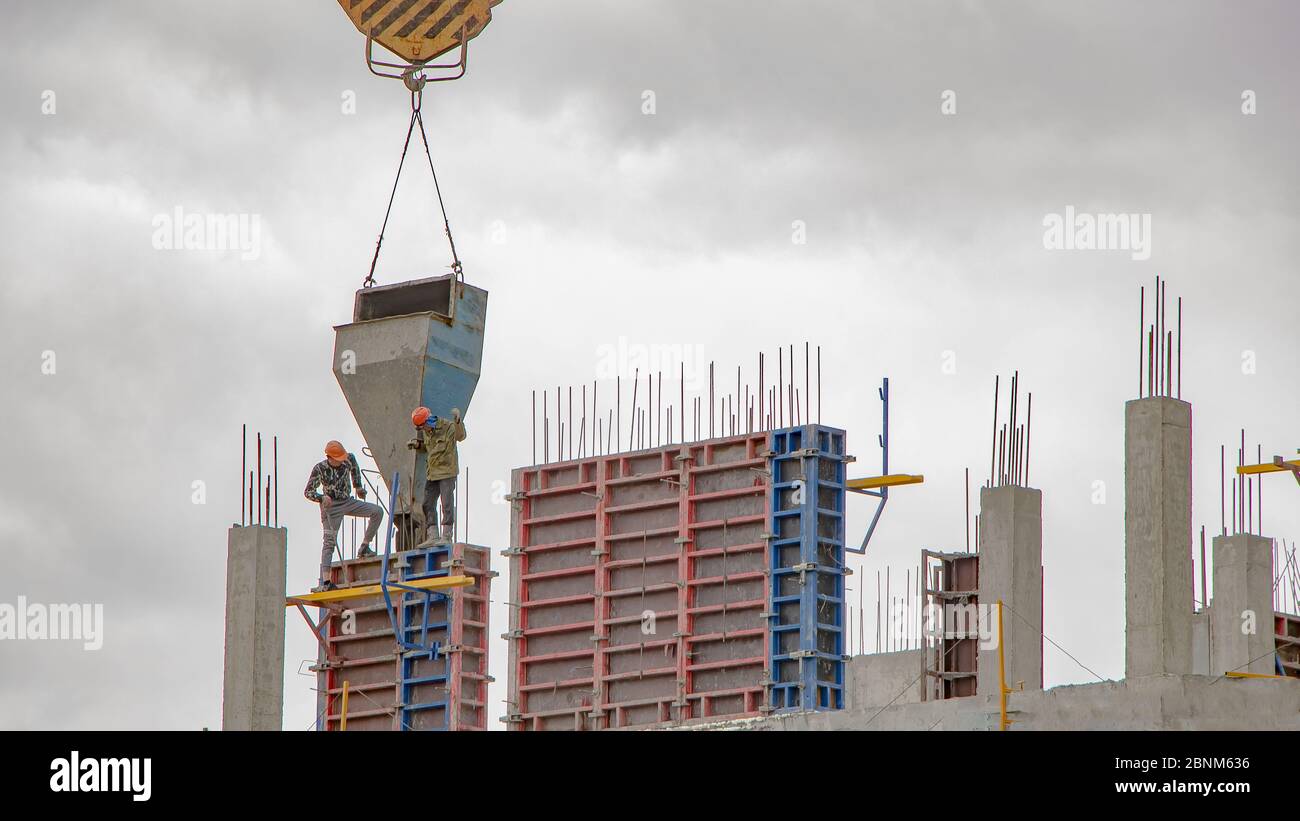Moscow, Russia-15.05.2020:Construction of a multi-storey residential ...