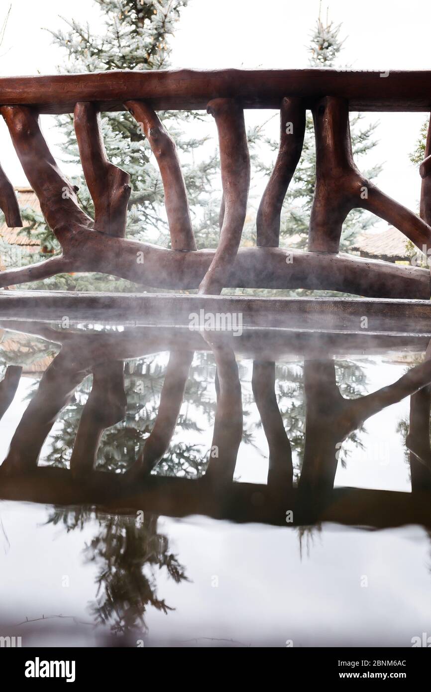 Hot water pool on the terrace, spa body treatments. Outdoor Jacuzzi ...