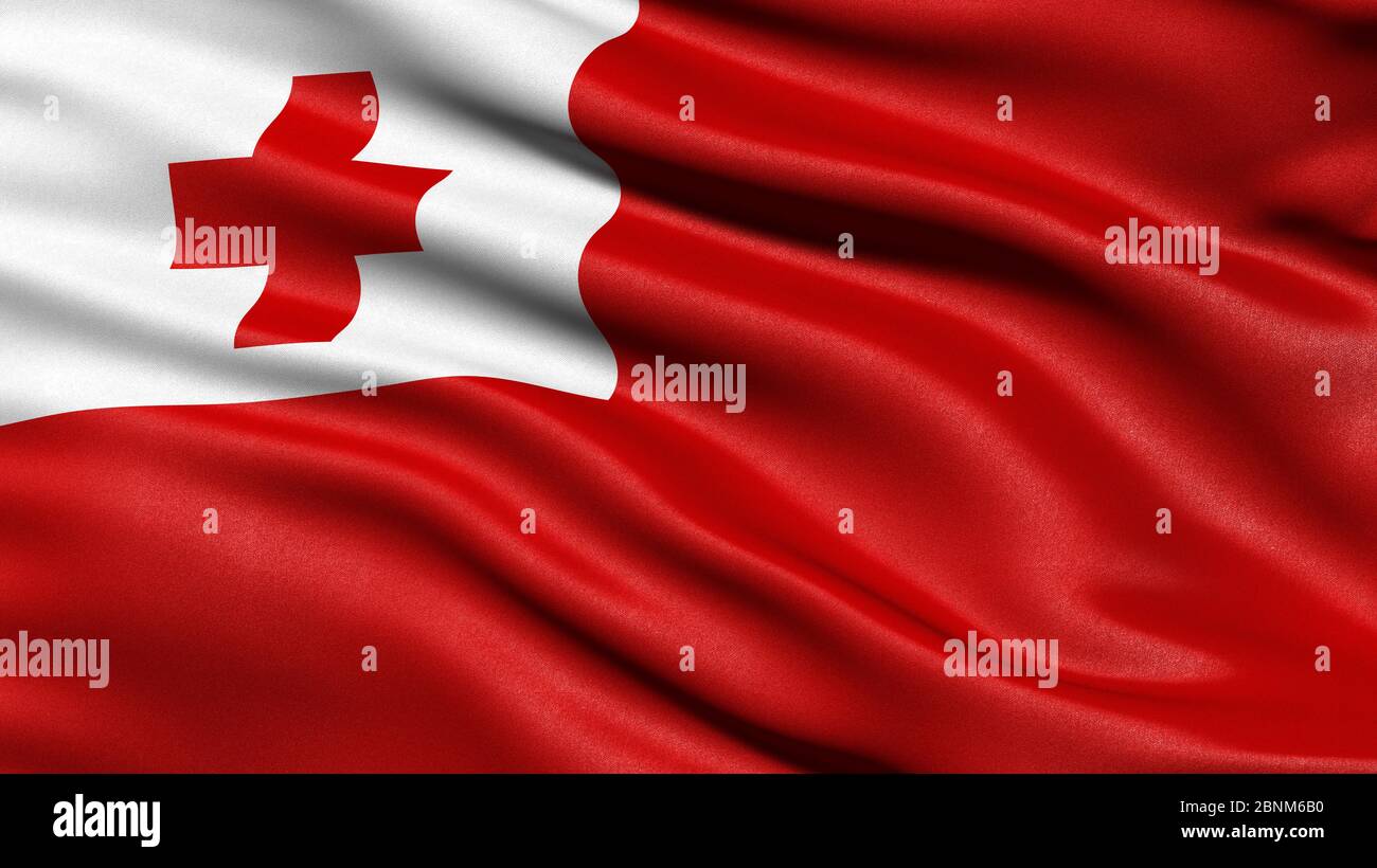 3D illustration of the flag of Tonga waving in the wind Stock Photo - Alamy