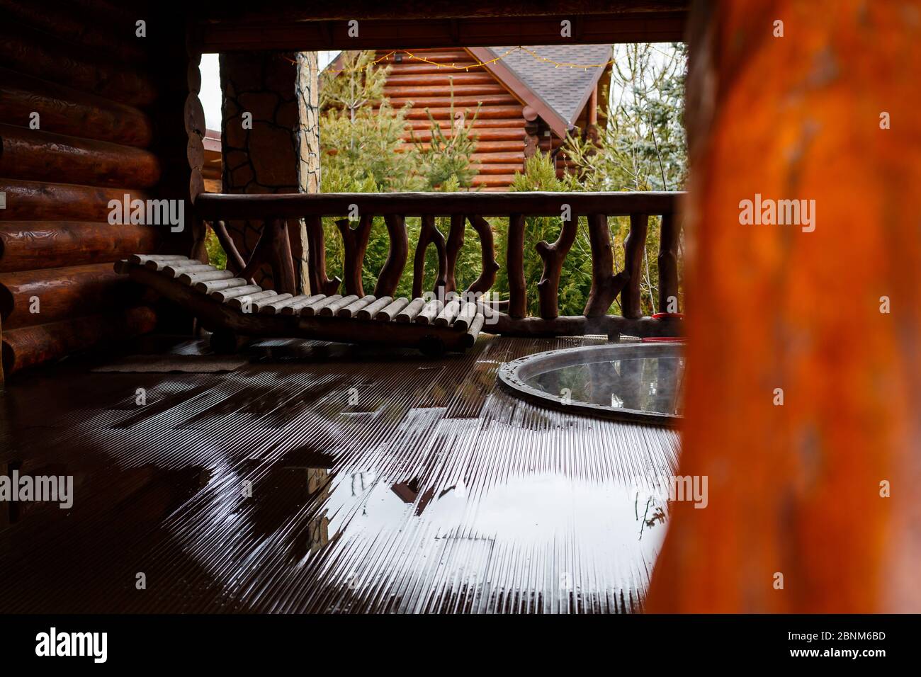 Hot water pool on the terrace, spa body treatments. Outdoor Jacuzzi ...