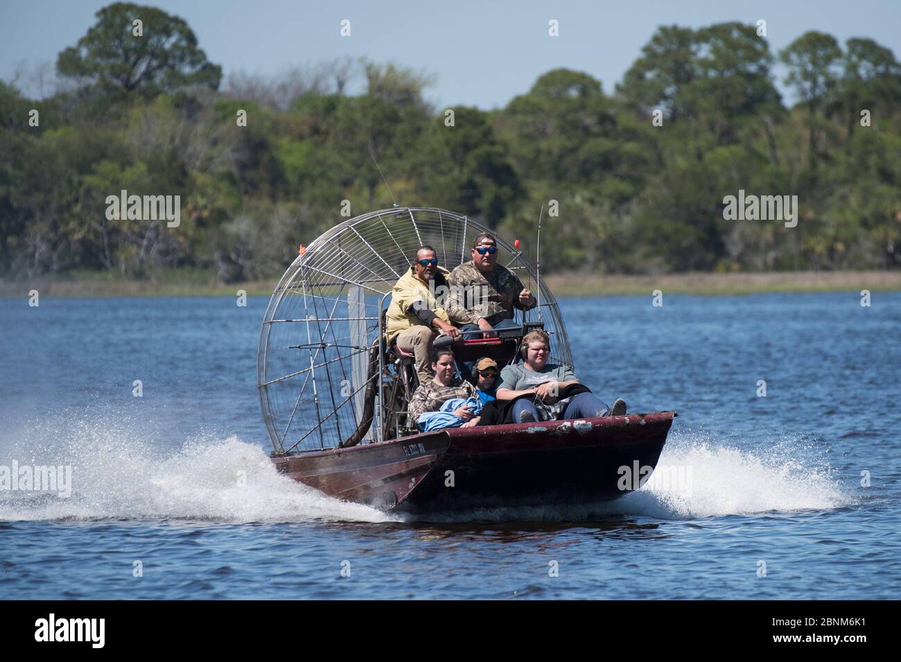 Airboat used by tourists for leisure activities; this type of vessel ...