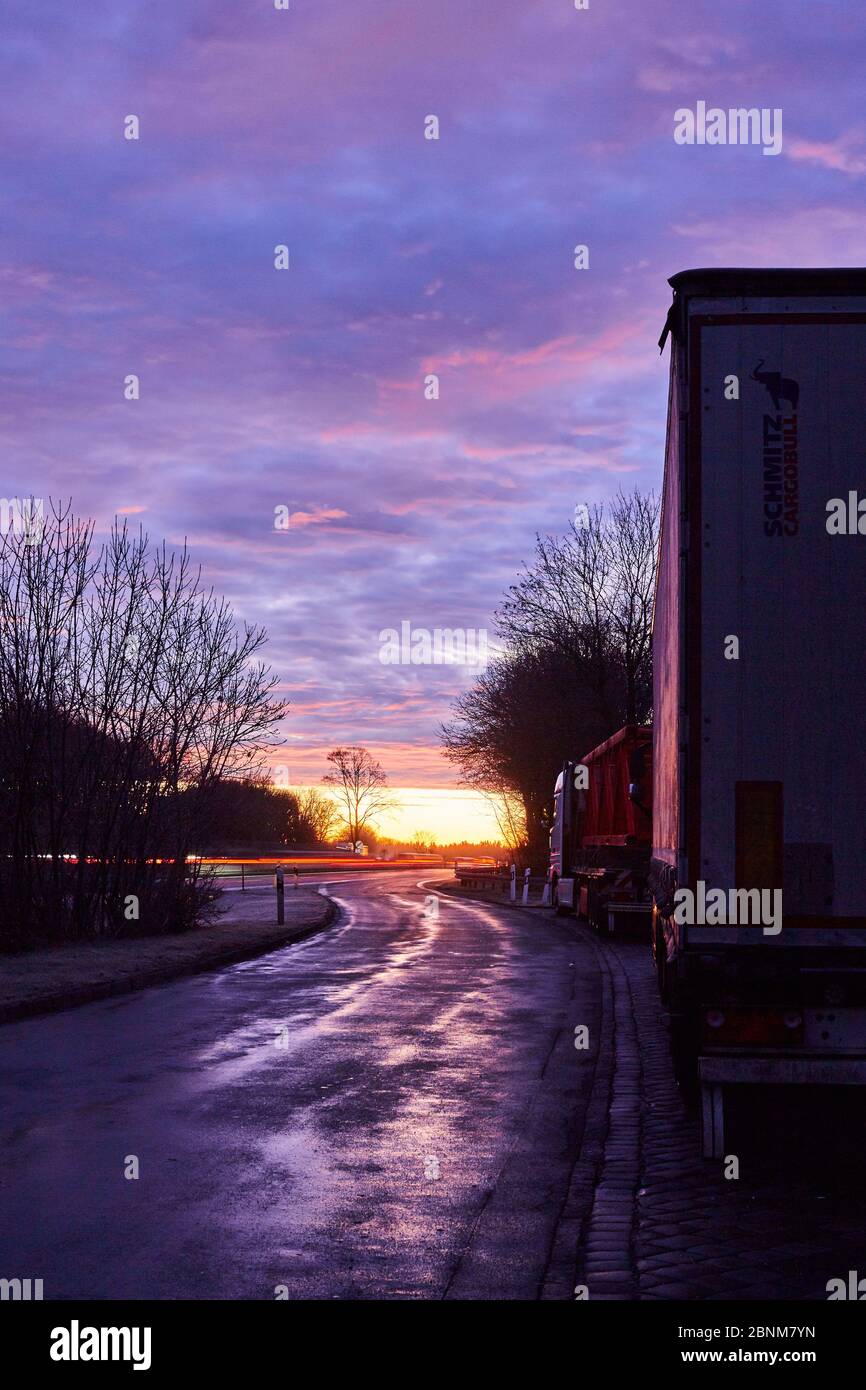 Motorway, rest area, truck Stock Photo - Alamy