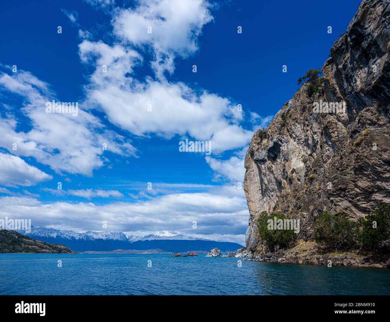 PUERTO RIO TRANQUILO, CHILE - CIRCA FEBRUARY 2019: View of Lake General ...