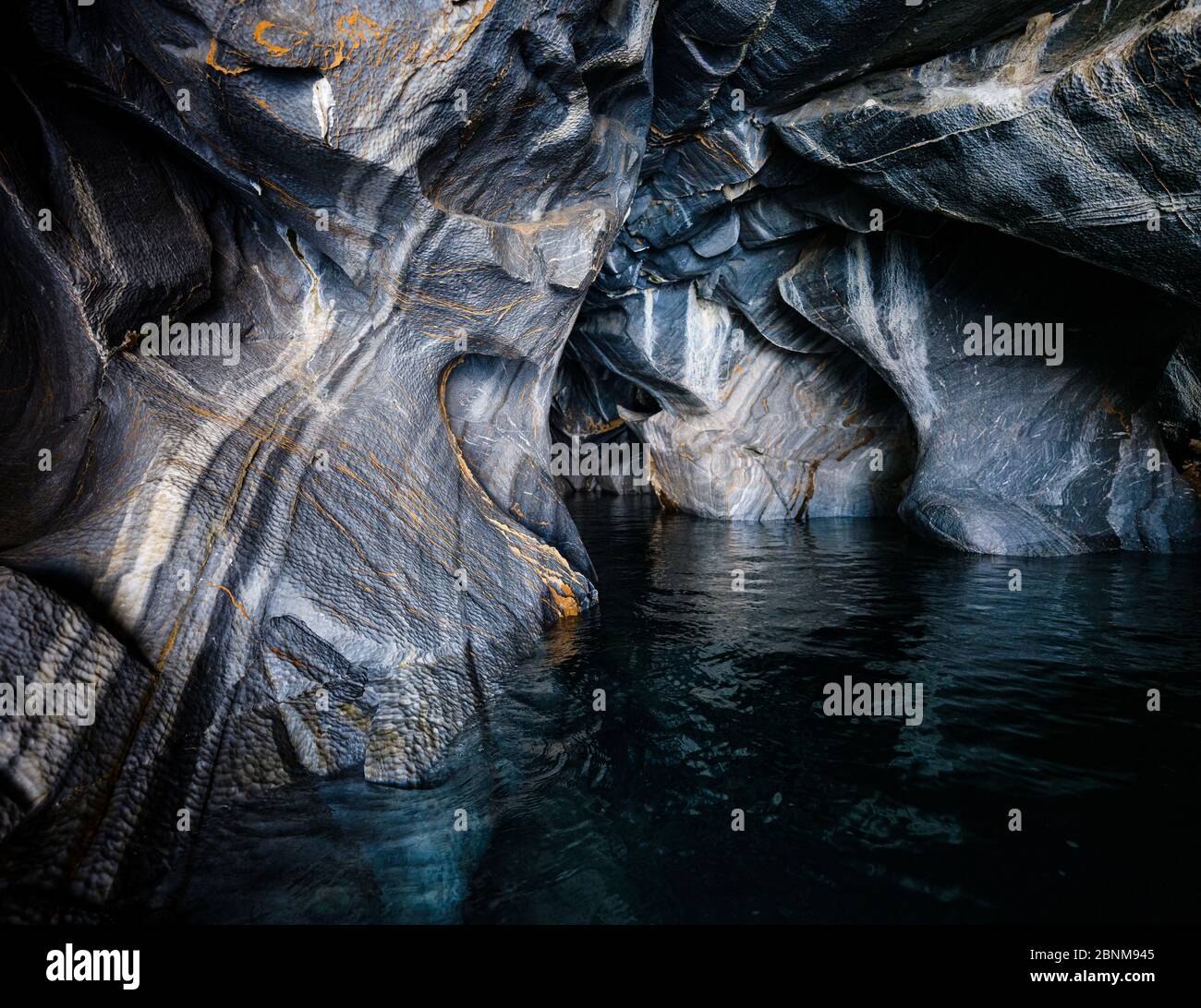 PUERTO RIO TRANQUILO, CHILE - CIRCA FEBRUARY 2019: Interior of marble ...