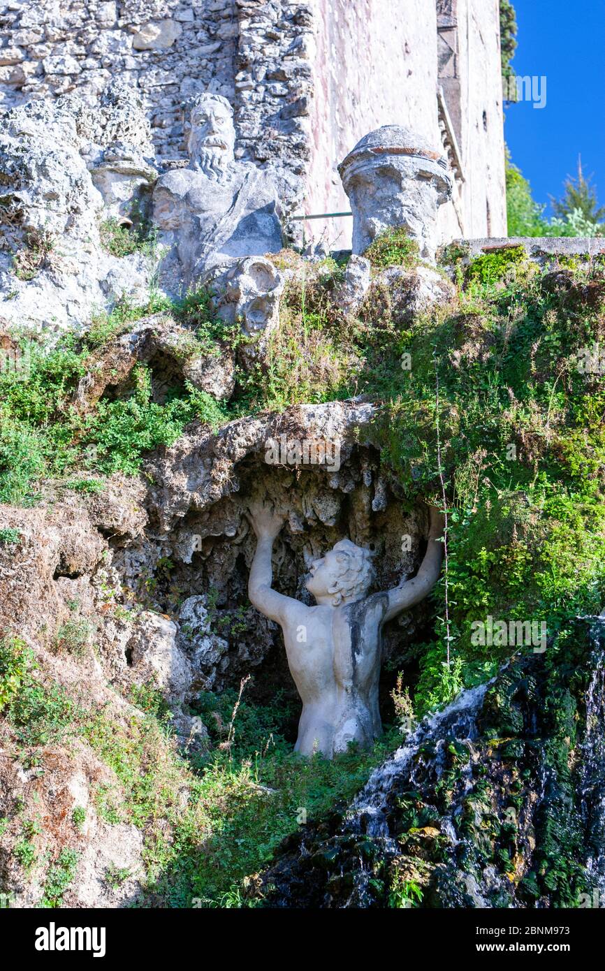 Statues symbolizing the Aniene River, Villa d'Este, Italian Renaissance ...