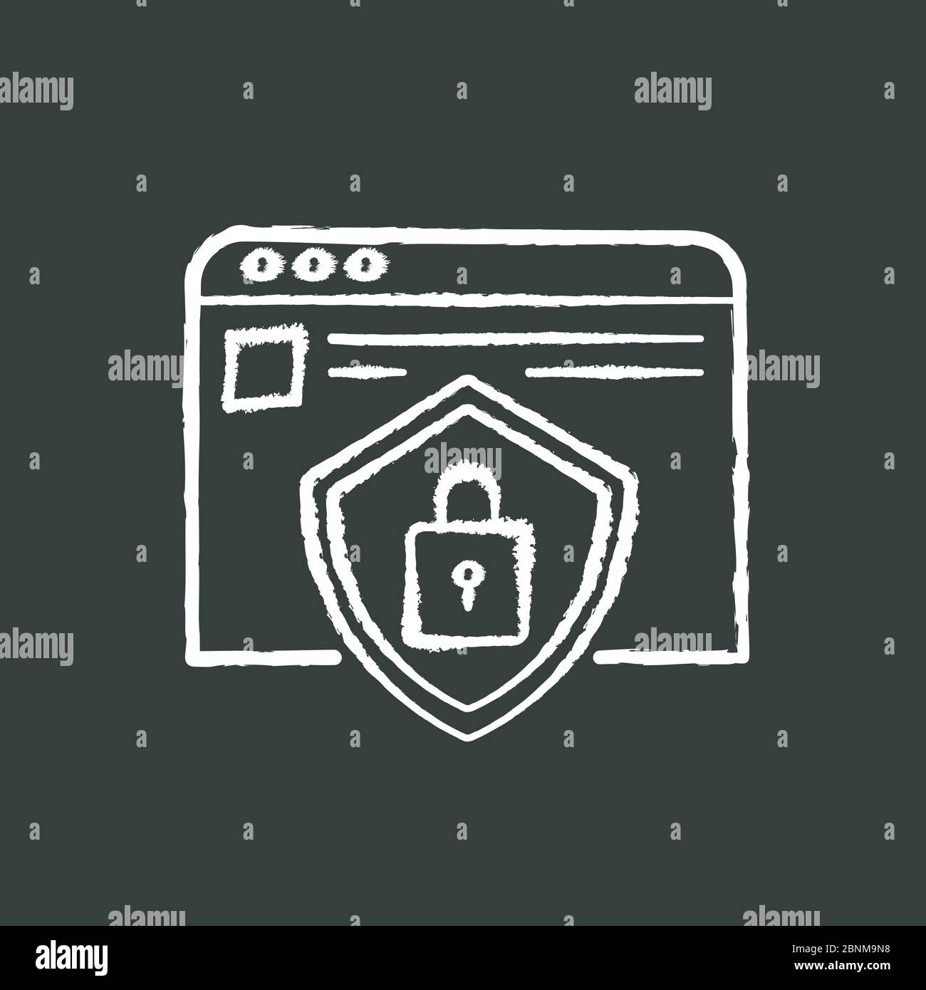 Social network account security chalk white icon on black background. Personal Internet page ...