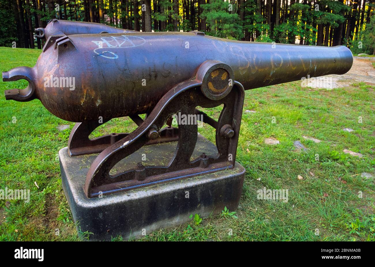 Old cannon with graffiti all over it at Weston Observatory in ...