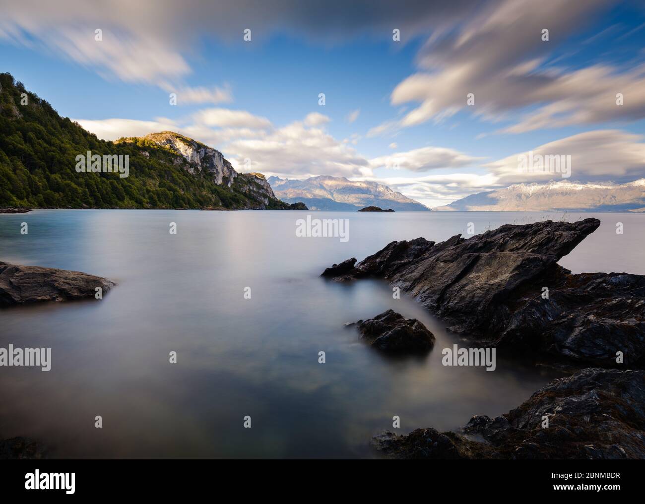 PUERTO RIO TRANQUILO, CHILE - CIRCA FEBRUARY 2019: Sunset over Lake ...