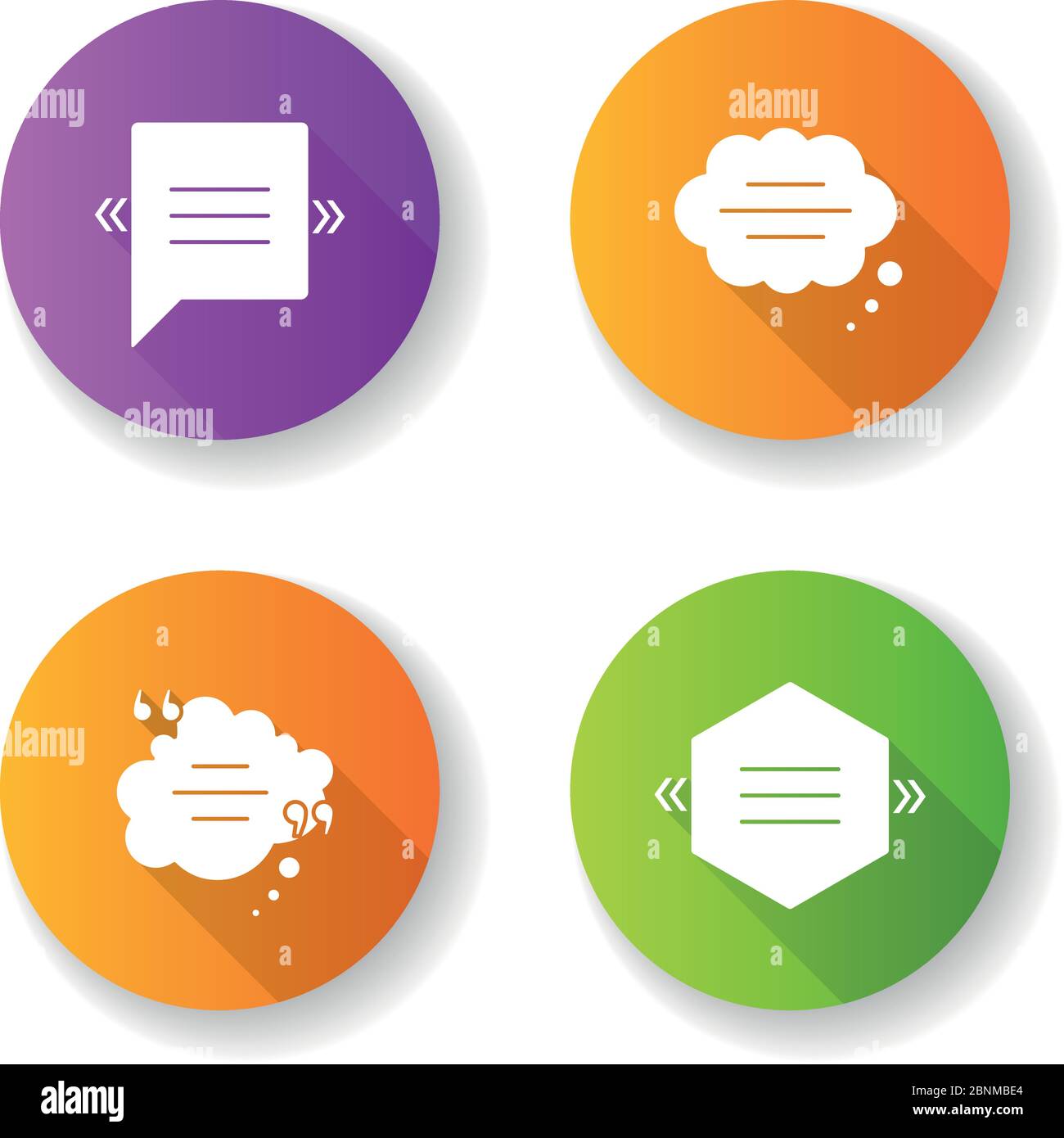 Chat bubble with quotation marks flat design long shadow glyph icons ...