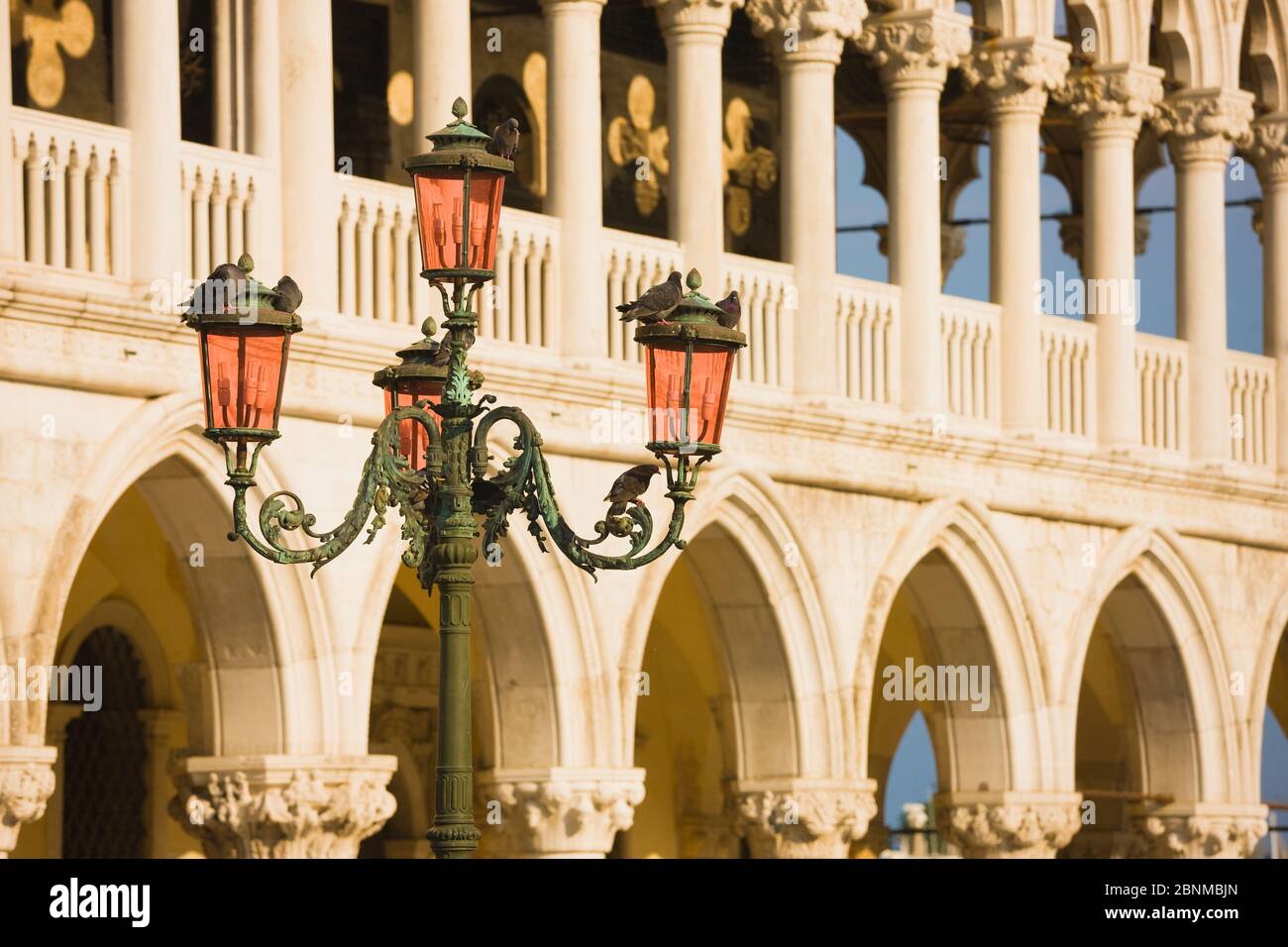 Lamp Post in Saint Mark's Square with the Doge's Palace in the ...