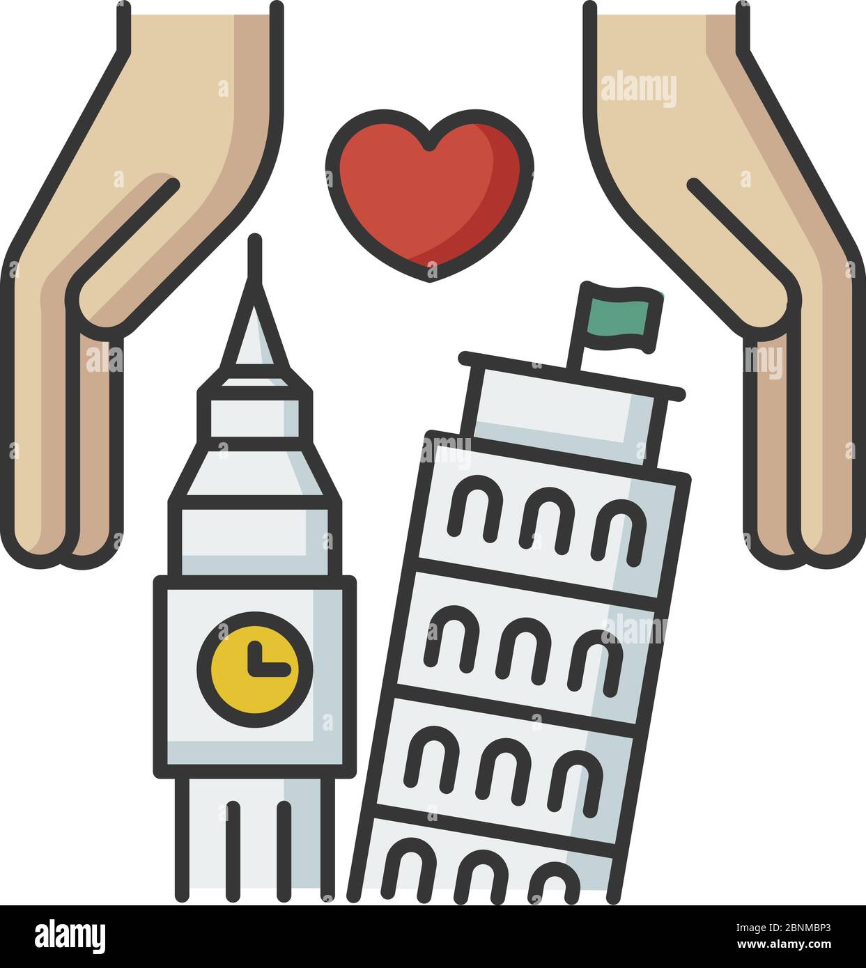 Landmark preservation RGB color icon. Tourism service. Travel across ...