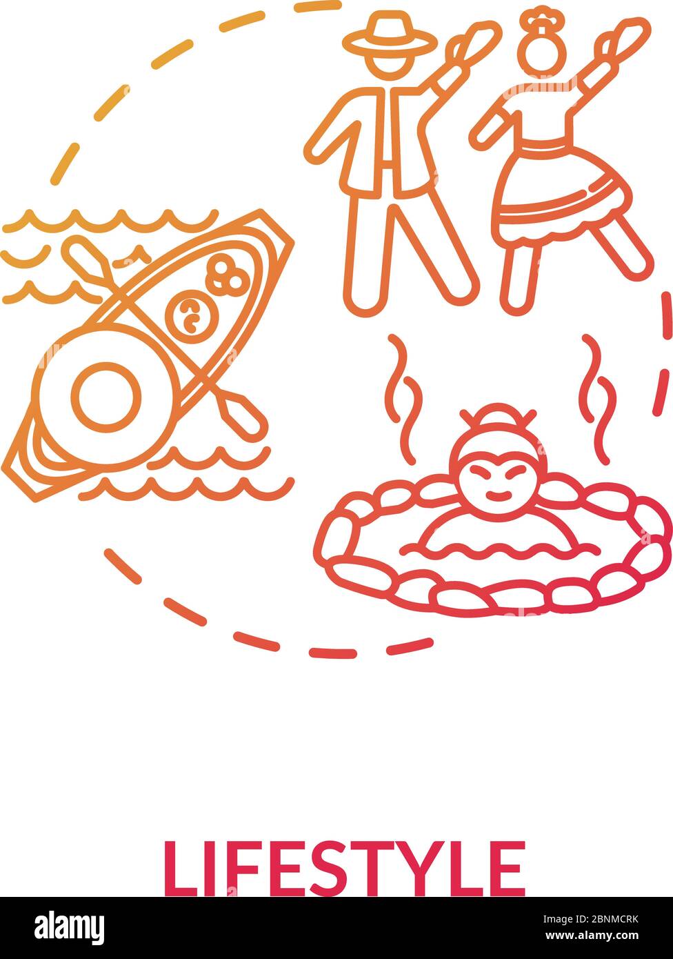 Lifestyle red gradient concept icon. Cultural diversity. Ethnic customs ...