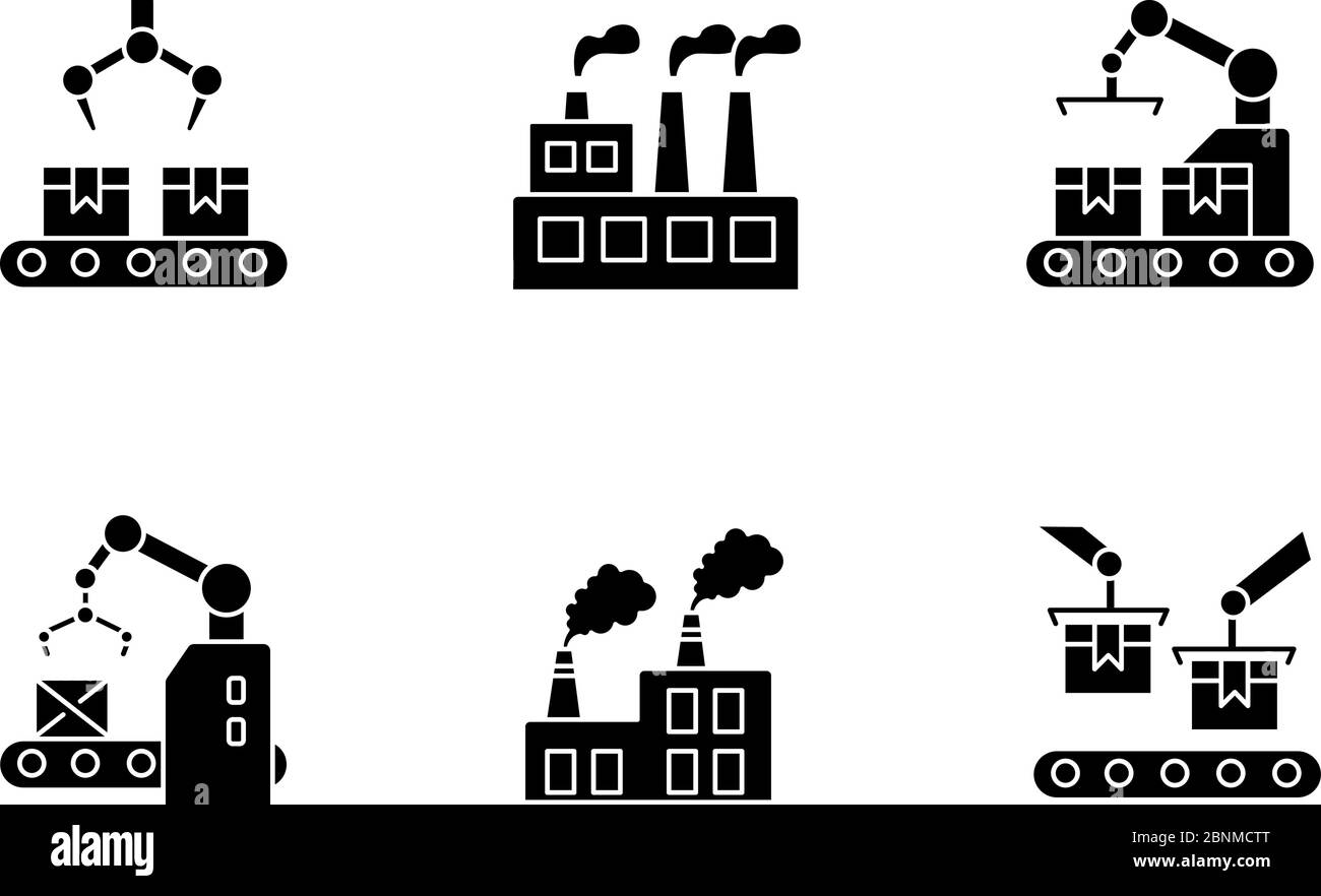 Boxes on automated conveyor belt Black and White Stock Photos & Images ...