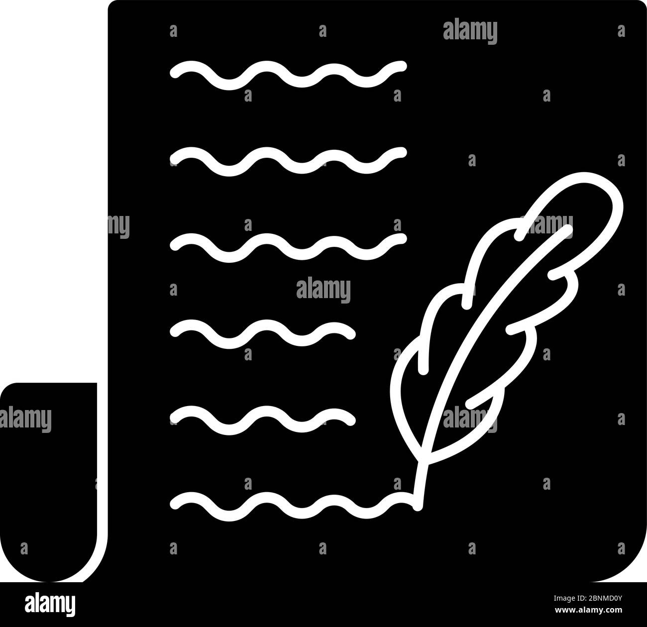 Blog black glyph icon. Writing personal diary. Feather pen symbol on ...